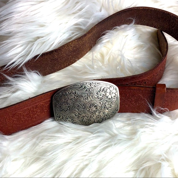 Accessories | Vintage Embossed Boho Leather Belt | Poshmark